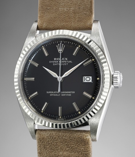 A very elegant and rare white gold automatic wristwatch with center ...