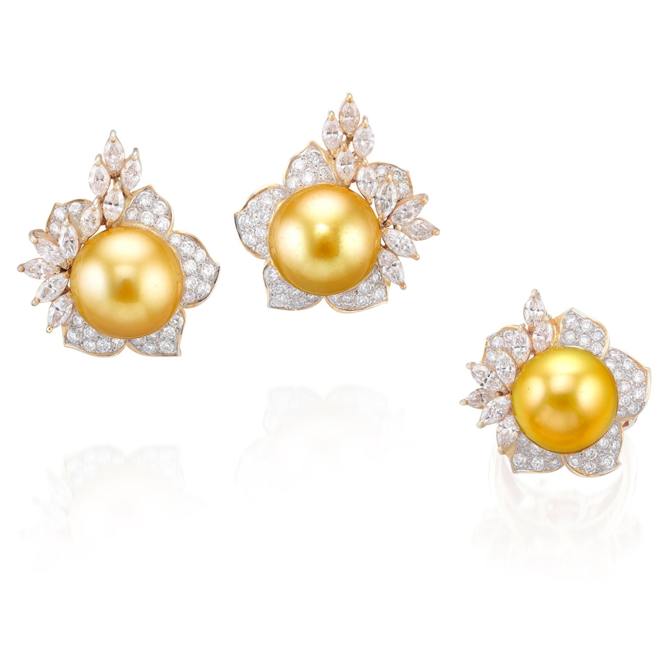 Cultured Pearl and Diamond Demi-Parure Hong Kong Jewels: Online Auction