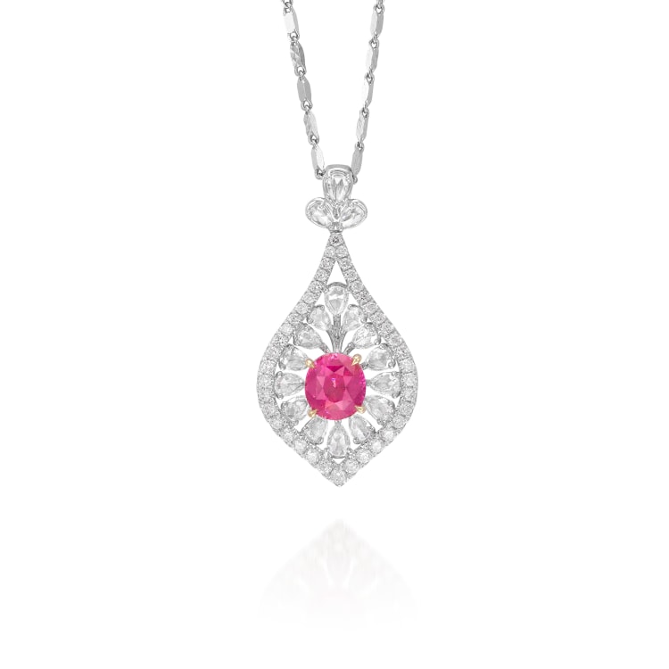 Padparadscha Sapphire and Diamond Necklace Hong Kong Jewels: Online Auction