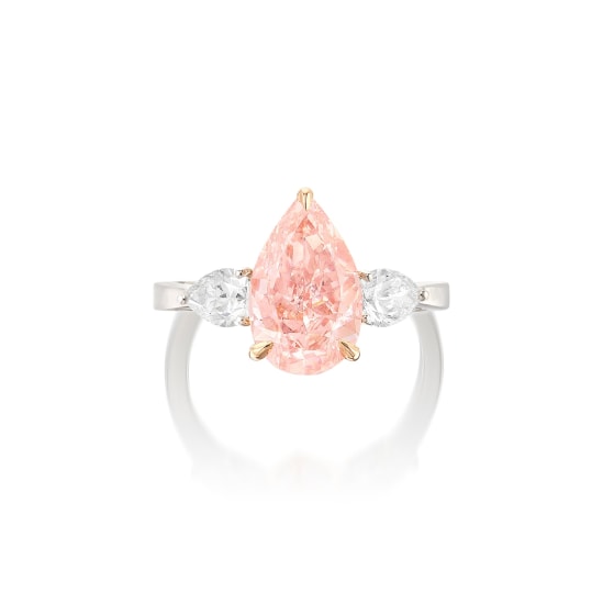 Fancy Intense Orangy Pink Diamond and Diamond Ring The Hong Kong Jewels Auction