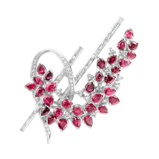 Ruby and Diamond Brooch/ Pendant Hong Kong Jewels: Online Auction